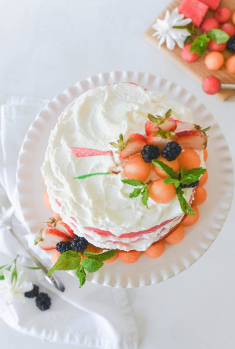 Fresh Watermelon Layer Cake • Aimee's Pretty Palate