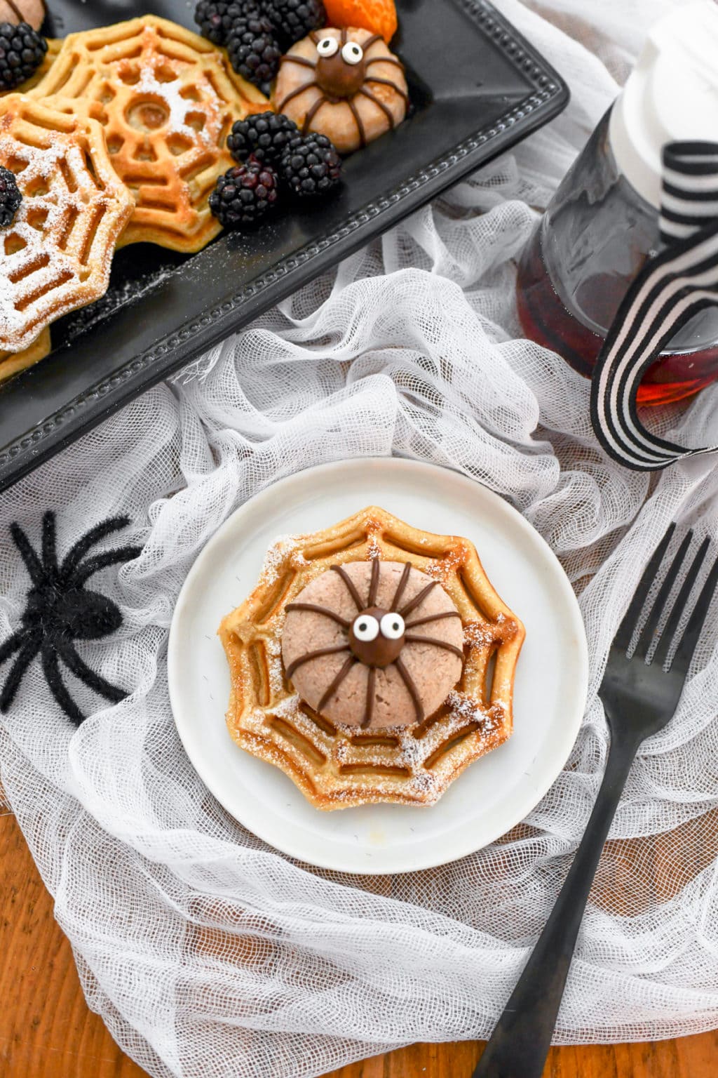 Halloween Spider Web Waffles • Aimee's Pretty Palate